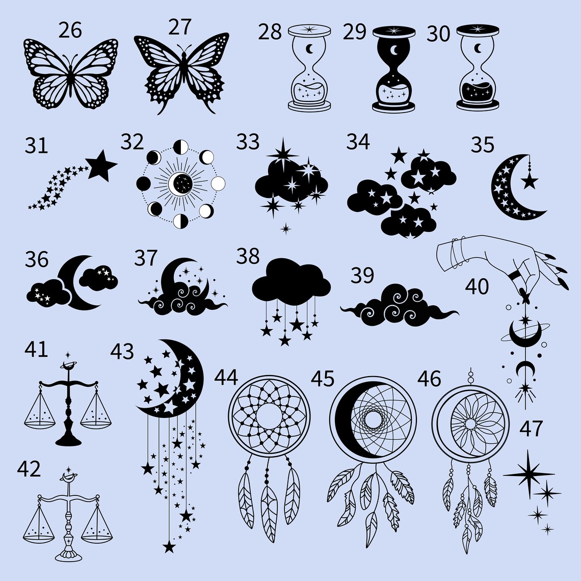 Ai - SVG - JPEG - PNG | Celestial Mystical Stars Moon Magical Boho ...