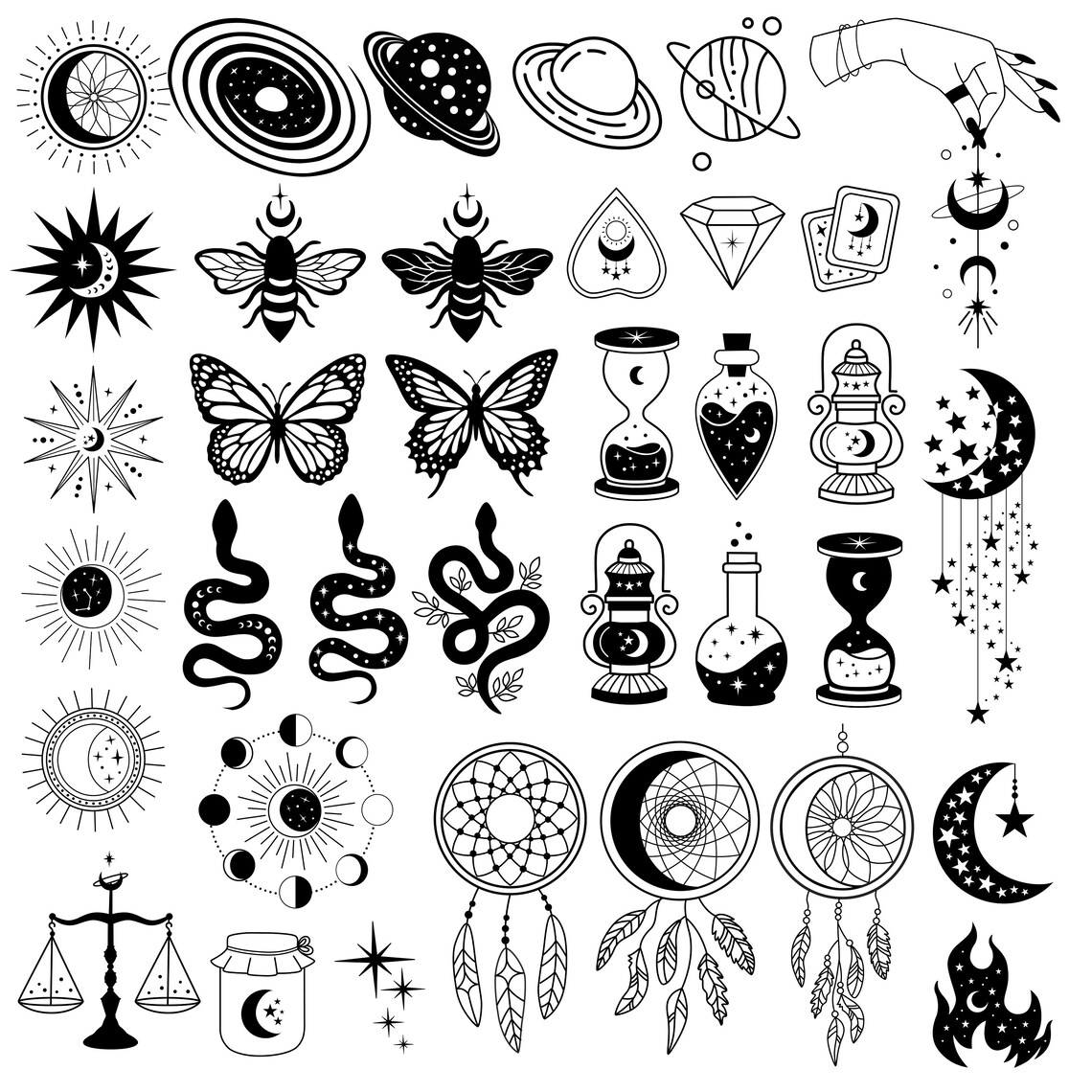 Ai - SVG - JPEG - PNG | Celestial Mystical Stars Moon Magical Boho ...