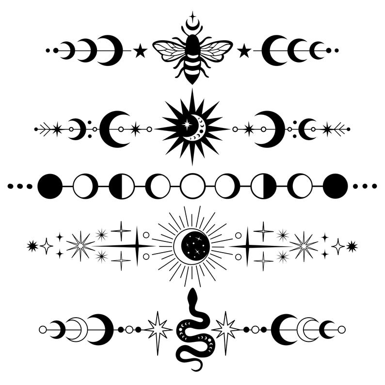 Celestial Moon Dividers Clipart: Magical Vector Art (digital Download ...