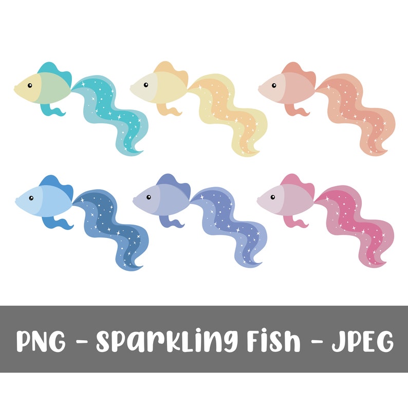 SVG - JPEG - PNG - Ai | 16 Sparkling Fish | Colorful Clipart - Vector ...