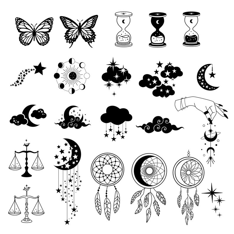 Ai - SVG - JPEG - PNG | Celestial Mystical Stars Moon Magical Boho ...