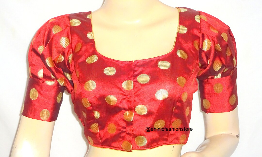 Readymade Maroon Saree Blouse, Designer Saree Blouse,banarasi Tafeta ...