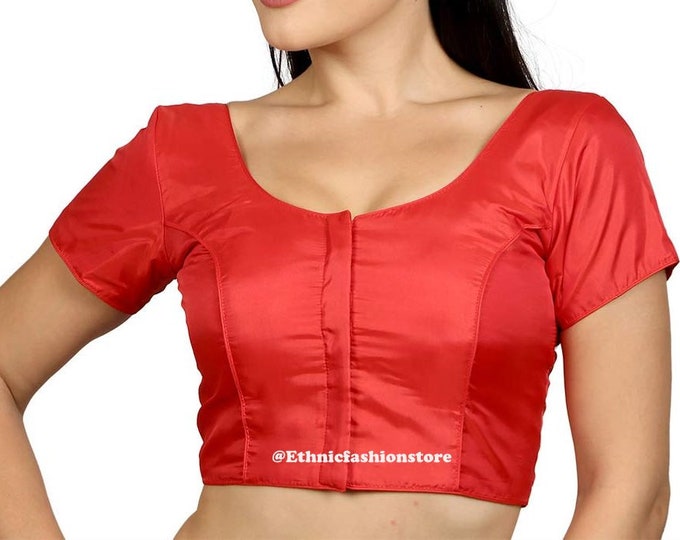 Readymade Red Saree Blouse Saree Blouse Ready to Wear Saree - Etsy