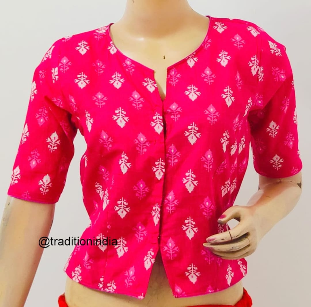 Women's Pure Cotton Long Saree Blouse, Indian Saree Blouse, Short ...