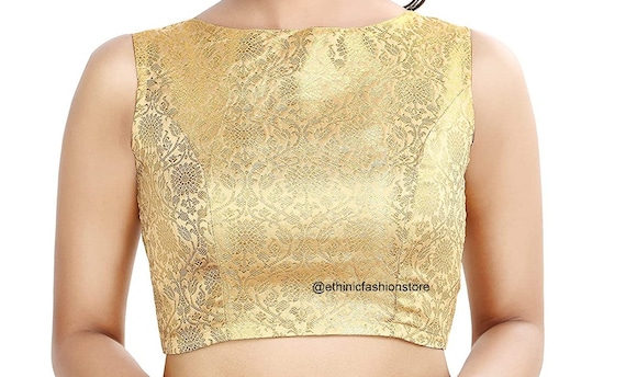 Readymade Gold Saree Blouse Designer Saree Blousebrocade - Etsy