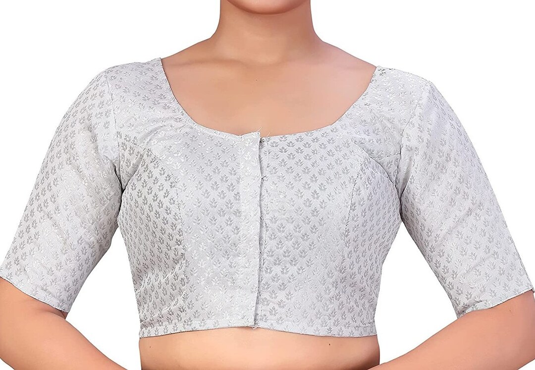 Silver Chanderi Silk Blouse, Indian Blouse, Sari Blouse, Ethnic Choli ...