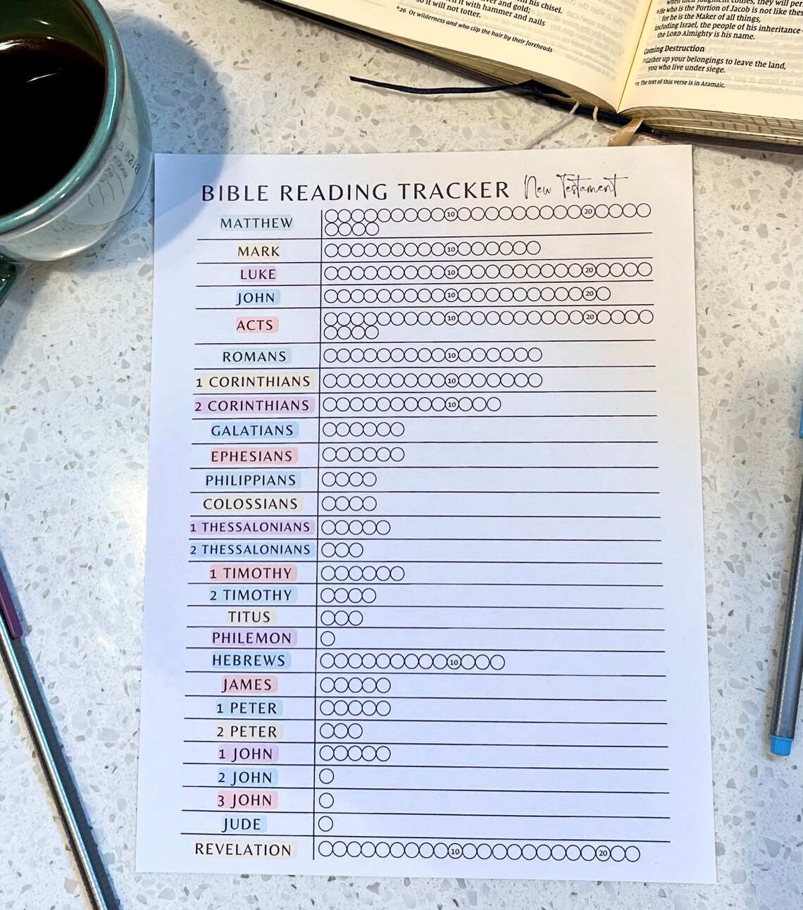 Bible Reading Tracker - New Testament, Bible Reading Plan, Digital ...