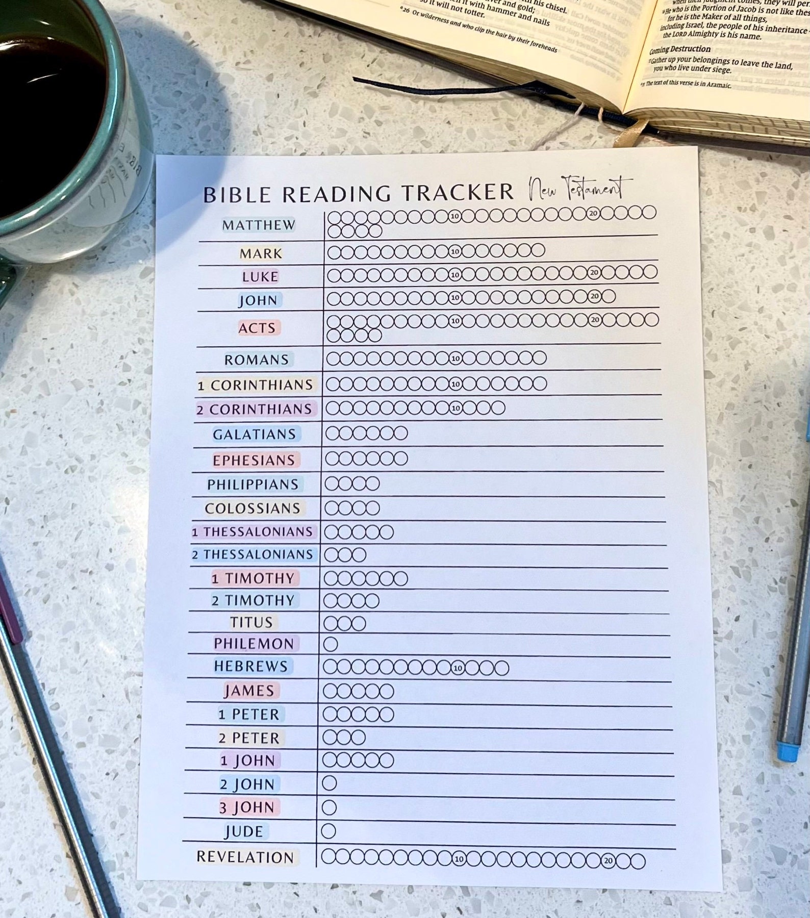 Bible Reading Tracker - New Testament, Bible Reading Plan, Digital ...