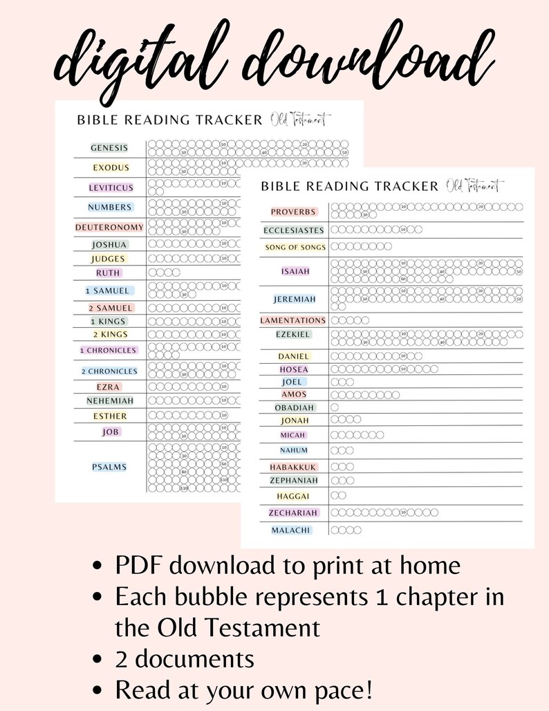 Bible Reading Trackers - Old Testament, Bible Reading Plan, Digital ...