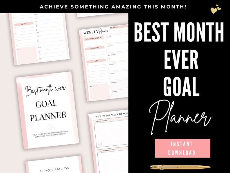 Monthly Goal Planner Printable Month Planner Digital Planner Goodnotes ...
