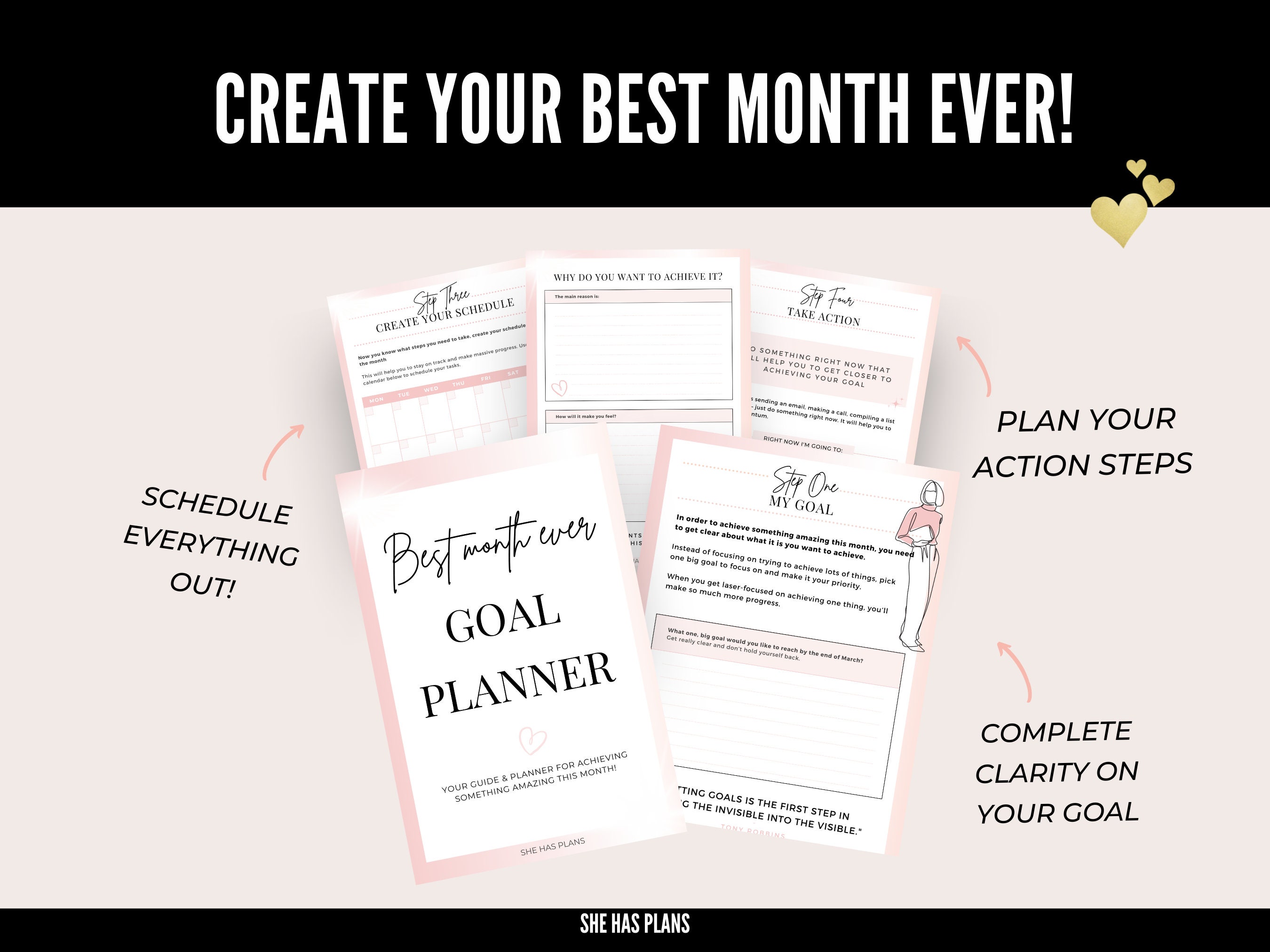 Monthly Goal Planner Printable Month Planner Digital Planner Goodnotes ...