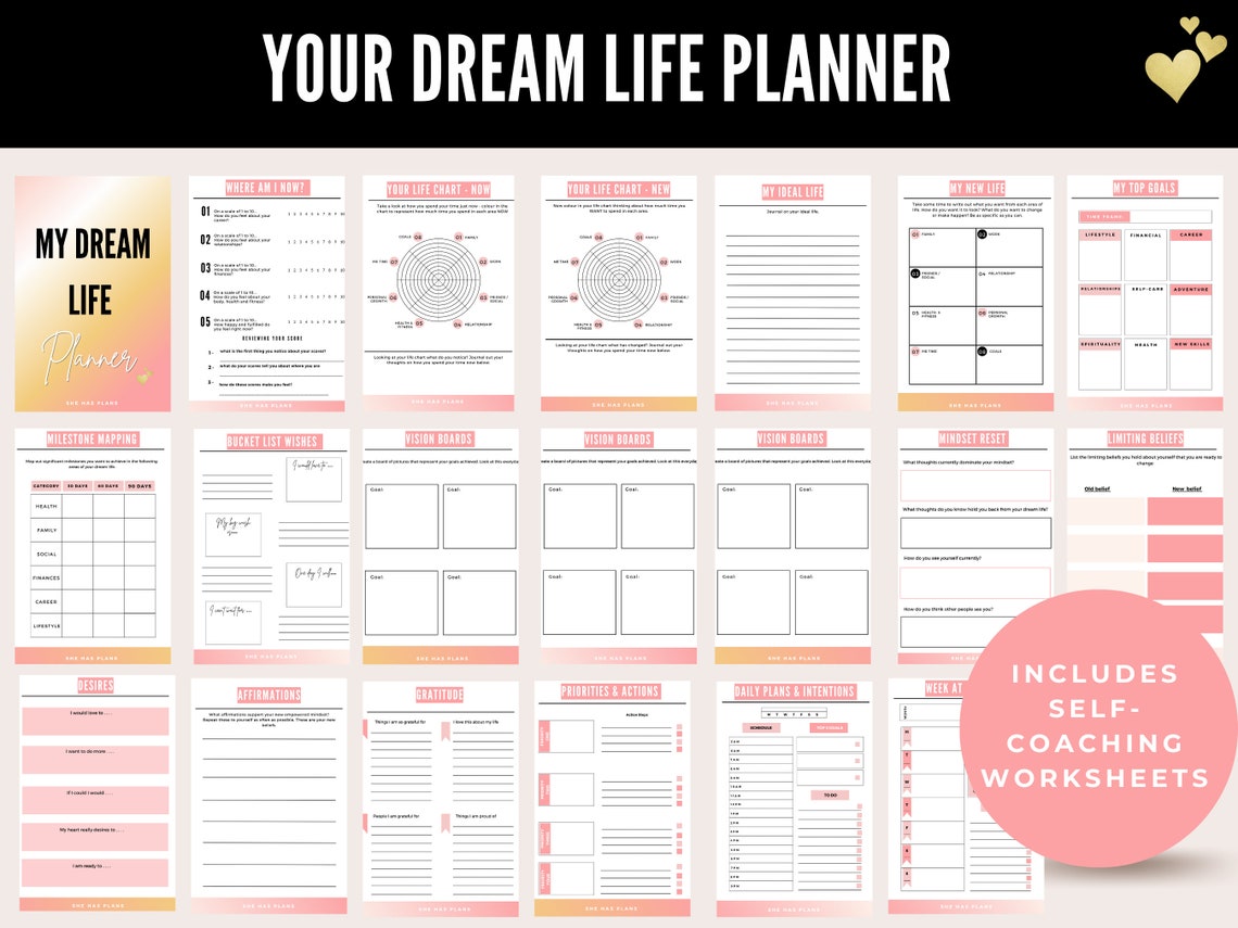 Printable Life Planner Plan Your Life Digital Planner Dream Life Goal ...