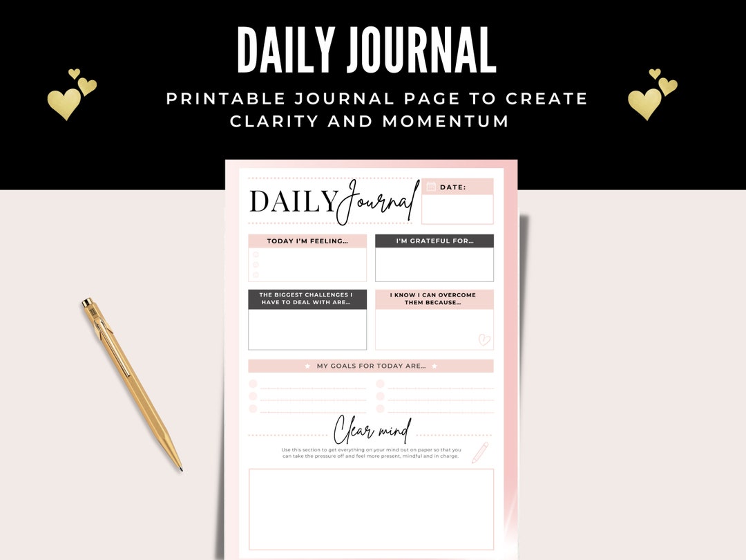 Daily Planner Printable Day Planner Daily Journal Digital Planner Day ...