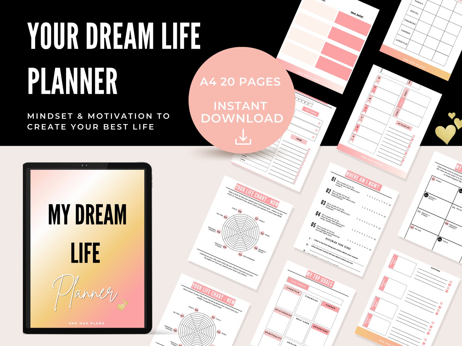Printable Life Planner Plan Your Life Digital Planner Dream Life Goal ...