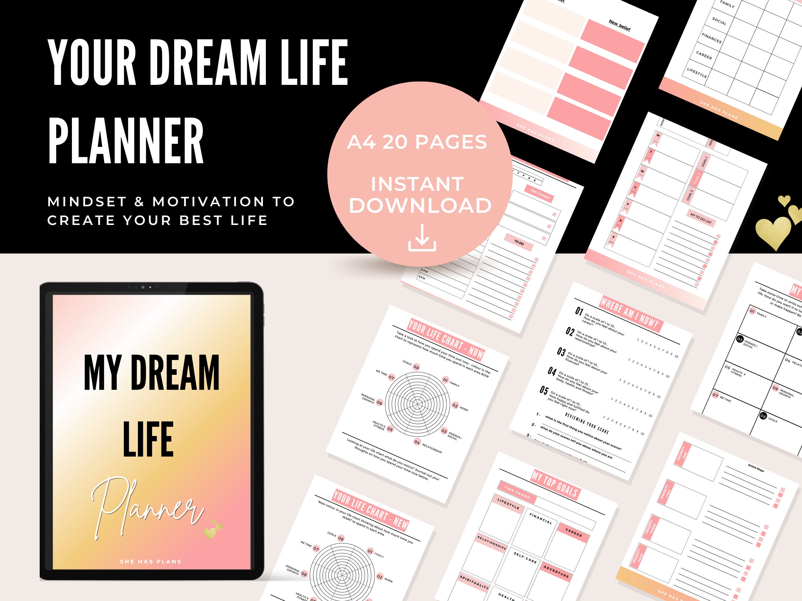 Printable Life Planner Plan Your Life Digital Planner Dream Life Goal ...