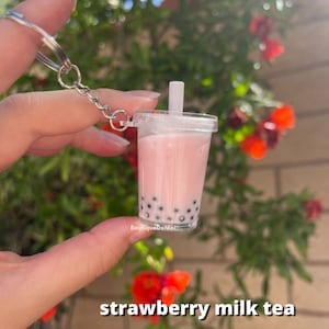Custom Boba Milk Tea Liquid Drink W/ Ice Keychain | Matcha Milk Tea ...
