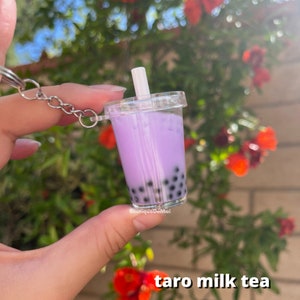 Custom Boba Milk Tea Liquid Drink W/ Ice Keychain | Matcha Milk Tea ...
