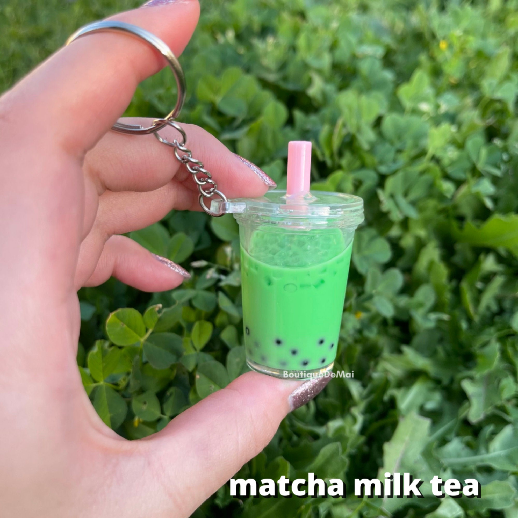 Custom Boba Milk Tea Liquid Drink w/ Ice Keychain Matcha | Etsy