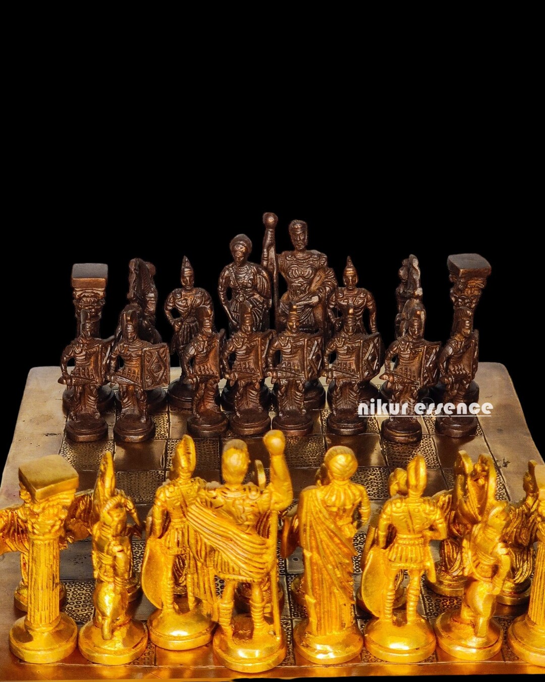 Brass Chess Board With Pieces,vintage Brass Chess Board, Brass Chess ...