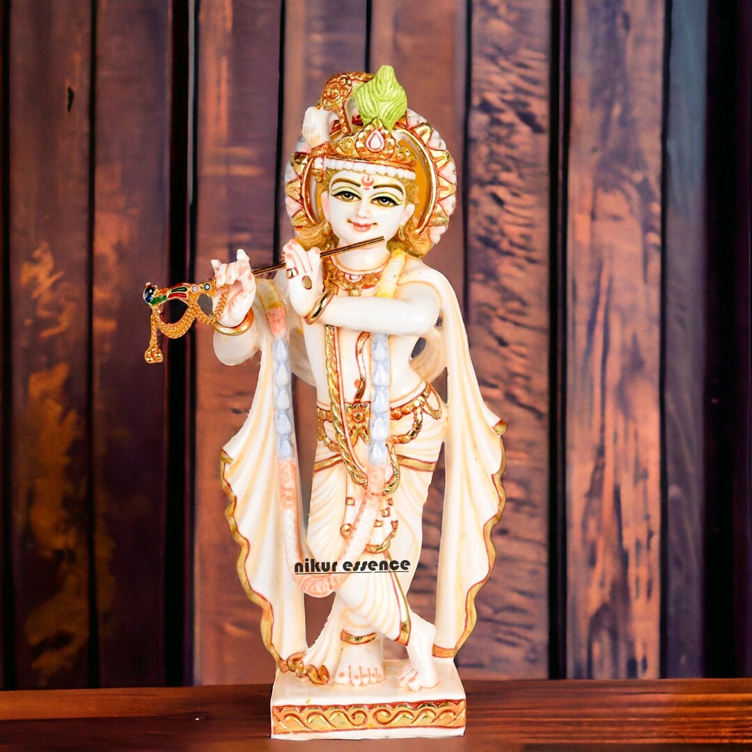 Krishna Statue Large 29 Cm Krishna Figurine Cultured Marble - Etsy
