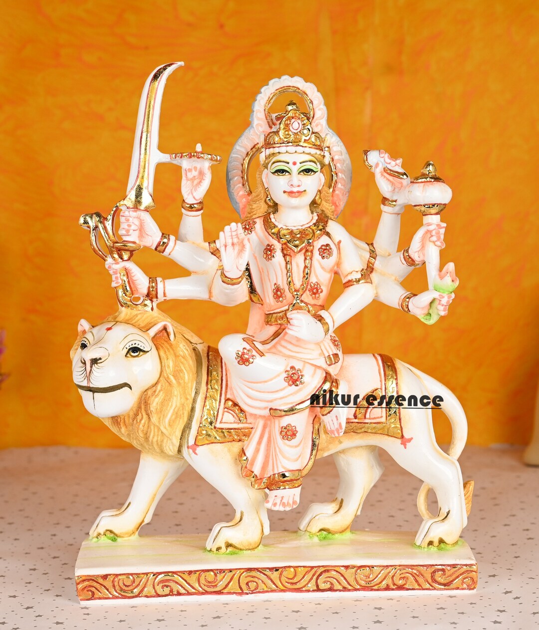 Hand Painted Cultured Marble Maa Durga Statue, 29 Cm Kali Statue With ...