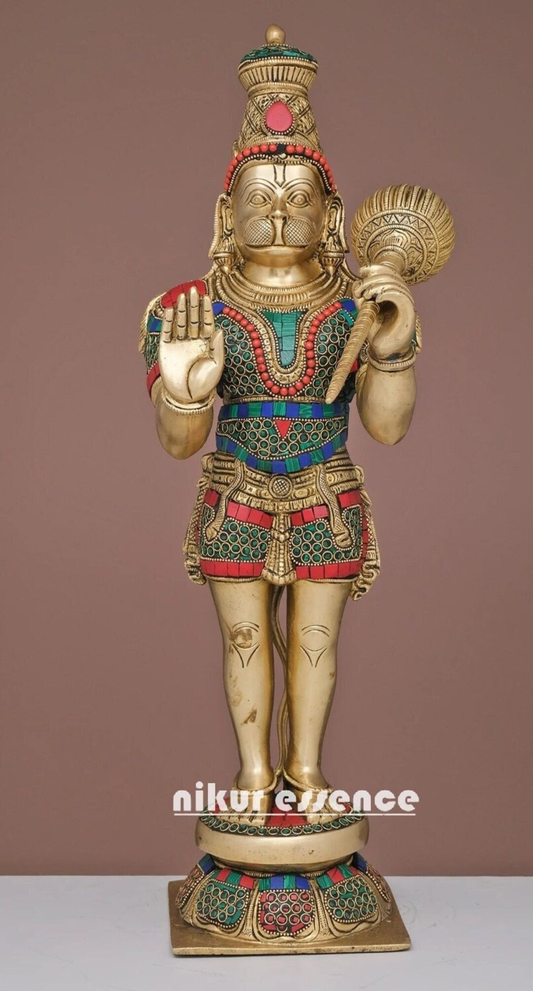 Brass Standing Hanuman Murti,53cm Brass Sankat Mochan Hanuman Ji With ...