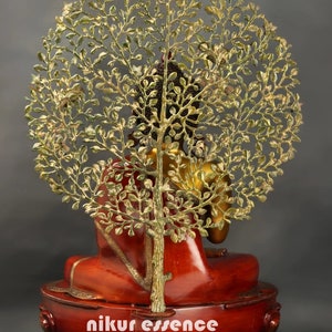 Brass Colorful Buddha With Bodhi Tree ,71 Cm Buddah Preaching Under the ...