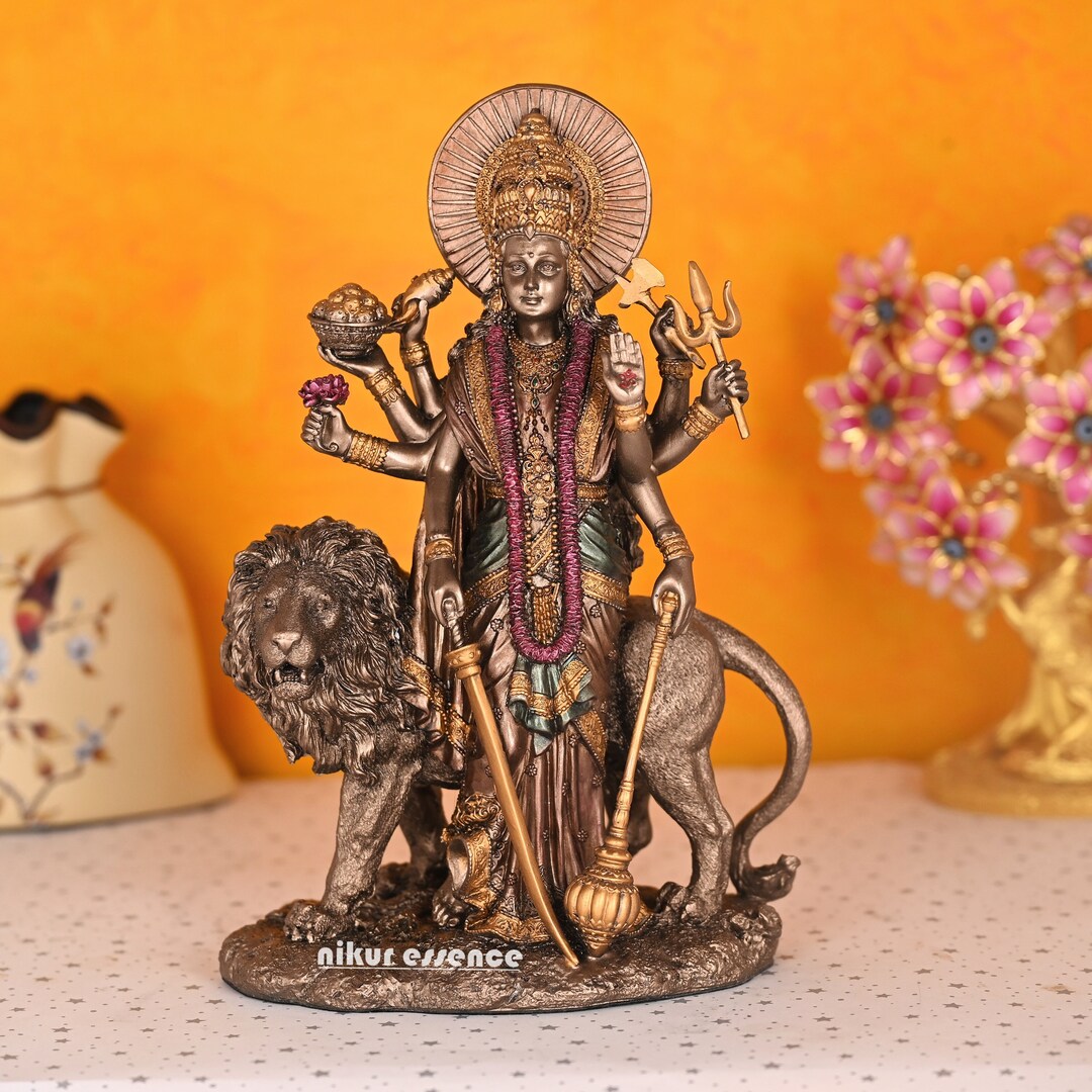 Maa Durga Statue for Navratri Puja, 28 Cm Bonded Bronze Goddess Durga ...