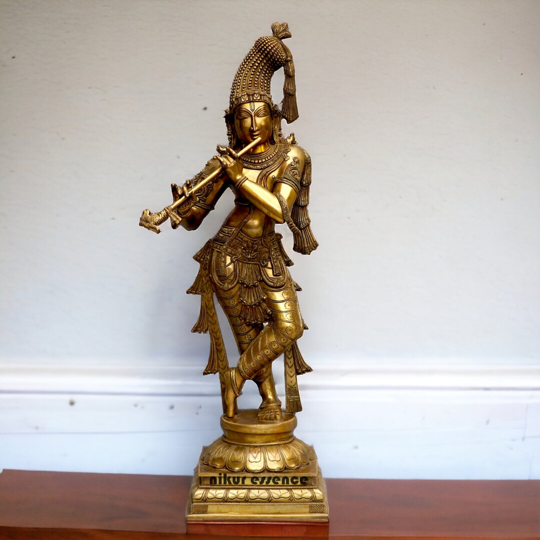 35 Krishna Large Brass Statue, Krishna Brass Idol,brass Lord Krishna ...