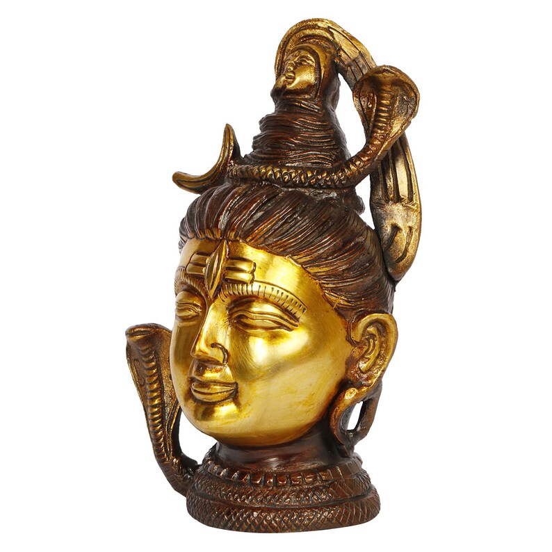 Brass Lord Shiva Face Head With Sheshnaag Murti Shiv Statue - Etsy