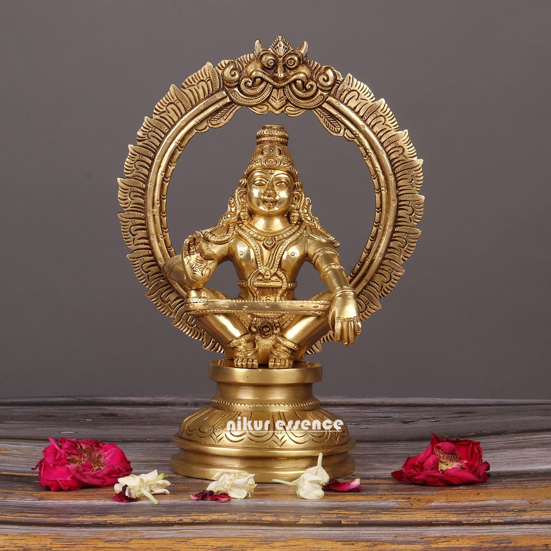 Brass Lord Ayyappa Statue Ayyappan Idol Hindu God of Self Control ...