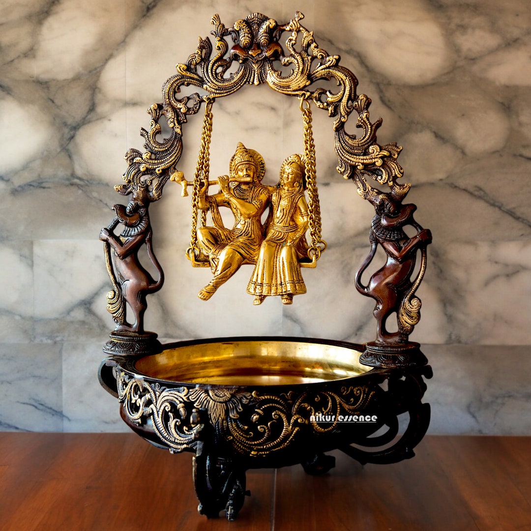 Radha Krishna Jhula Brass Urli, Radha Krishna Jhoola Urli, Traditional ...
