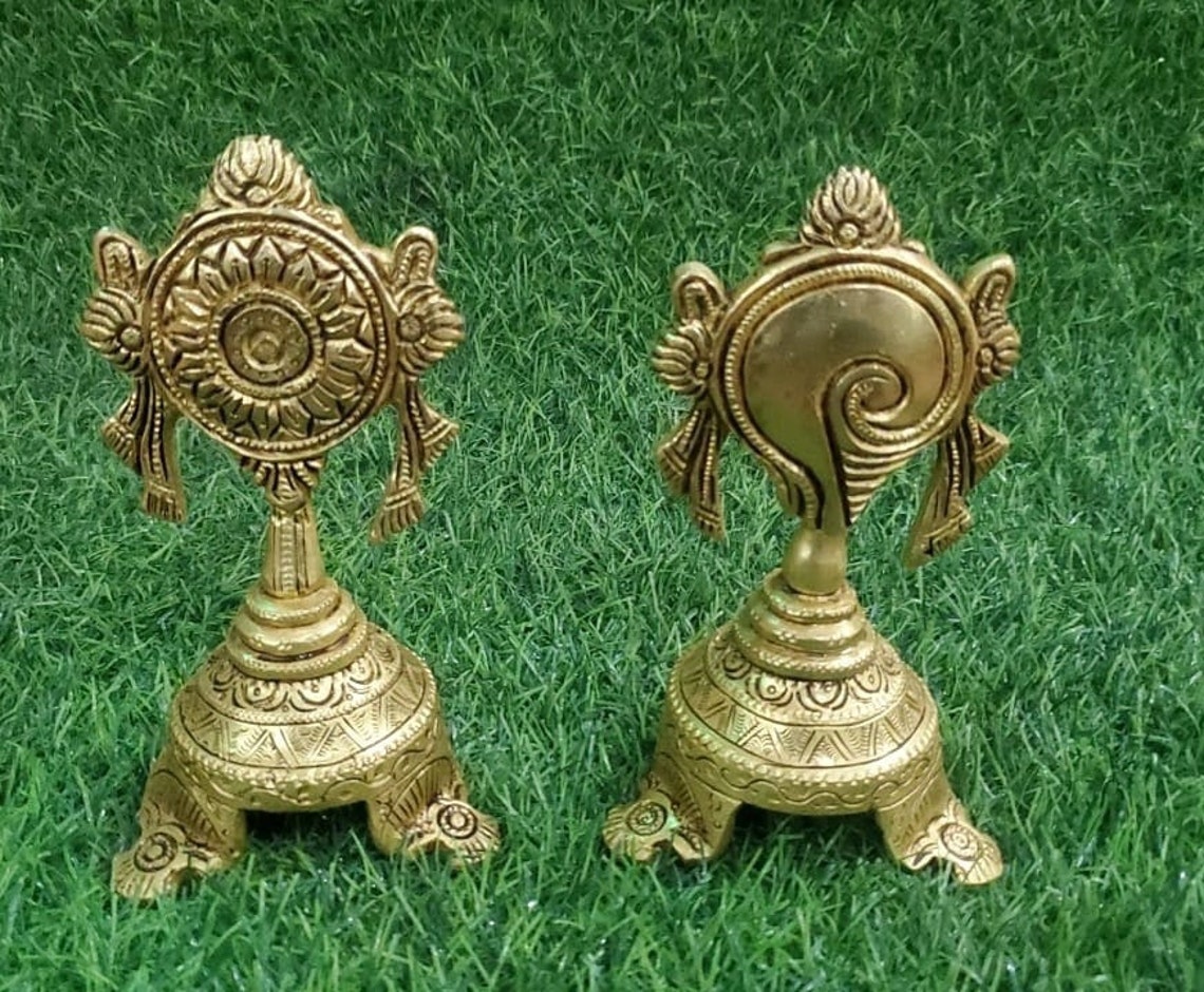 Brass Sangu Chakra Figurinesset of 2 Home Decor Gift | Etsy