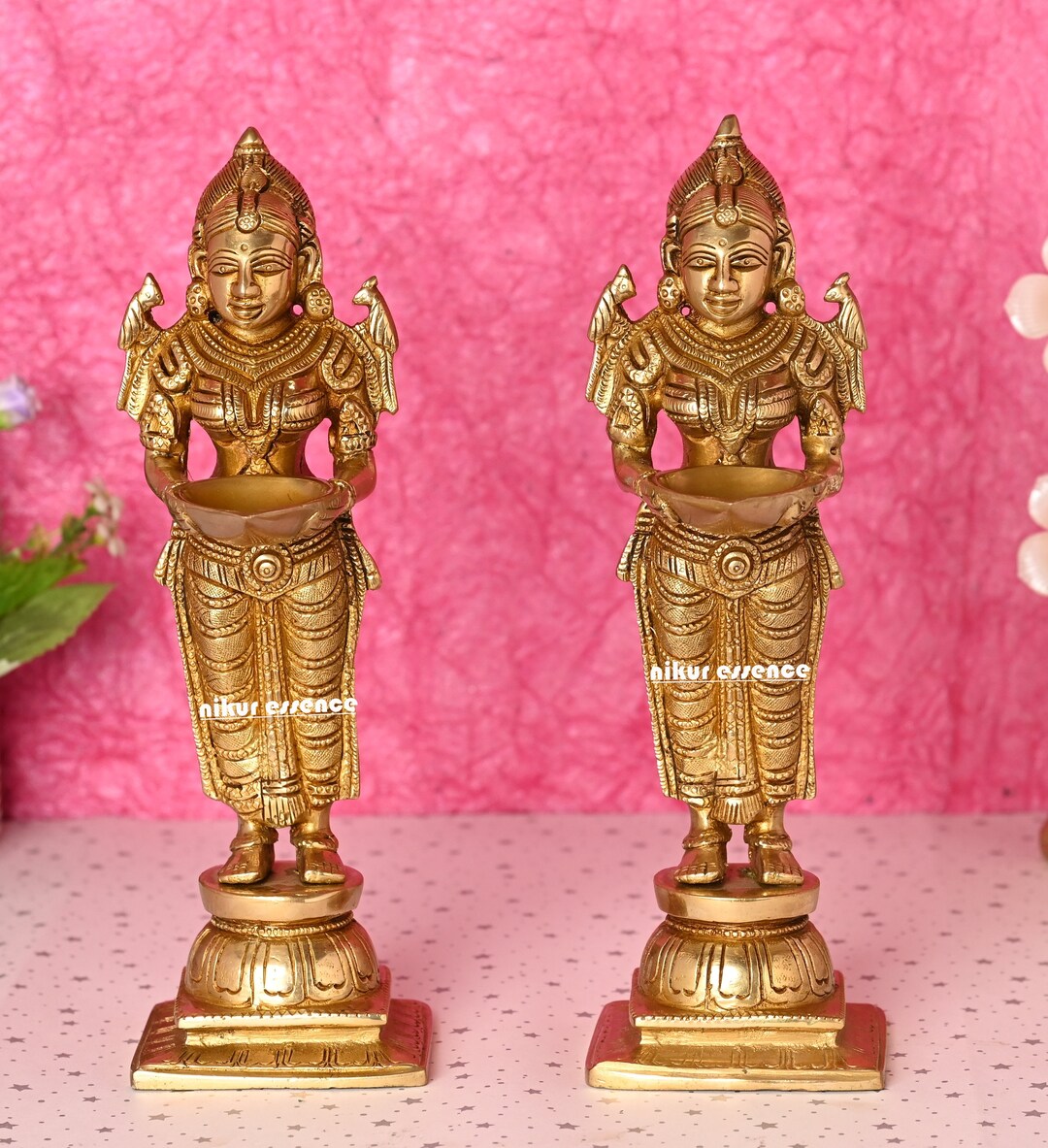 Brass Deep Laxmi set of 2 With Beautiful Mosaic - Etsy