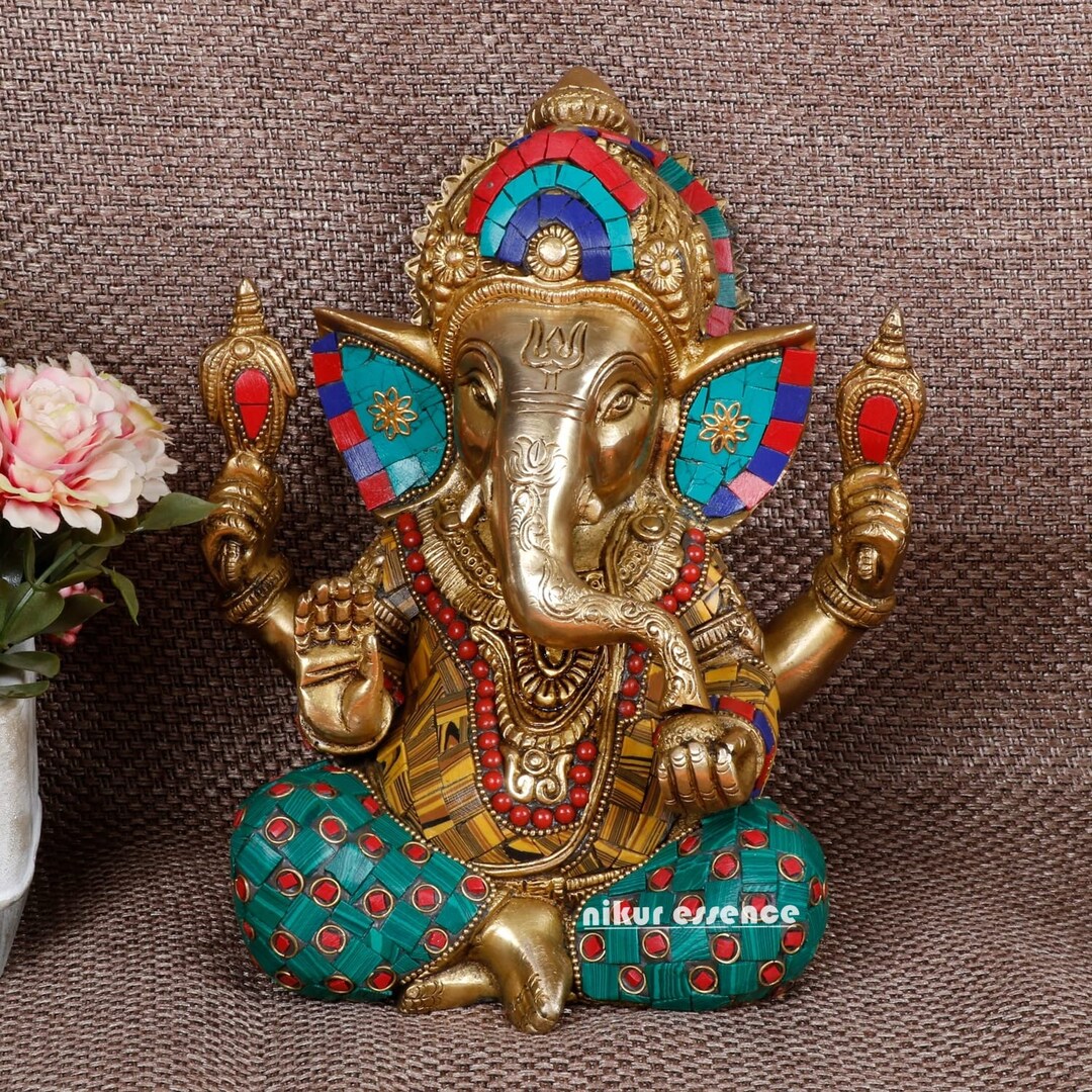 Brass Taj Ganesha Bhagwan Idol Ganesha Statue Ganpati Murti - Etsy