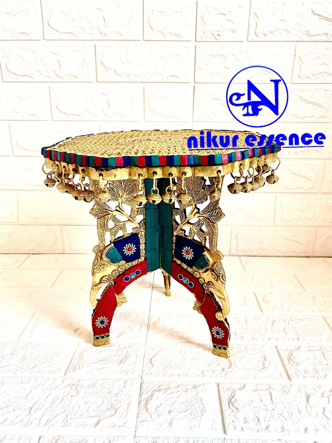 12 Brass Idol Stand With Stone Workurli Standelephant - Etsy