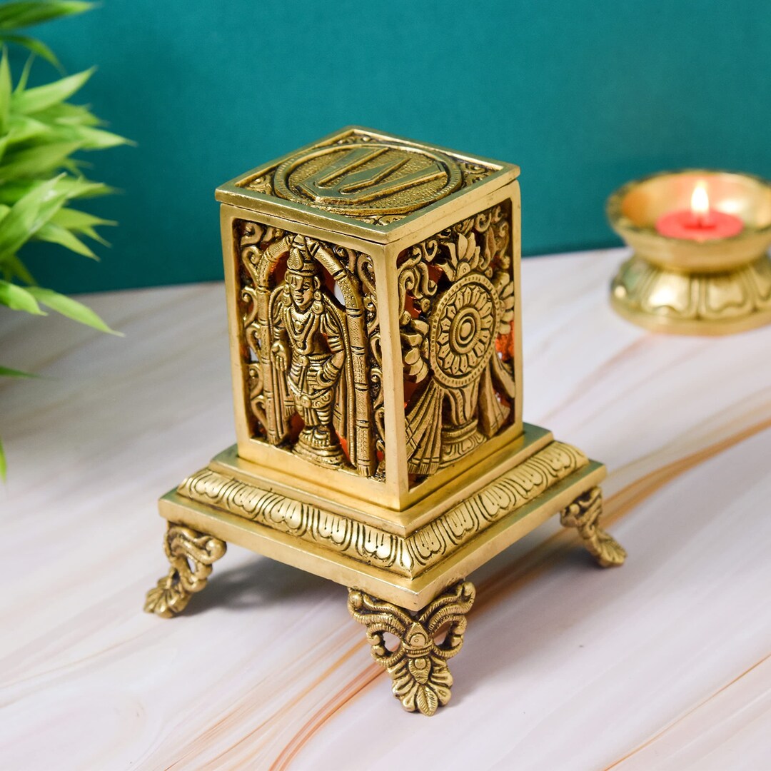 Brass Big Dhoopdani,balaji Sangu Chakra Diffusor Lamp, Diya Dhupdani ...