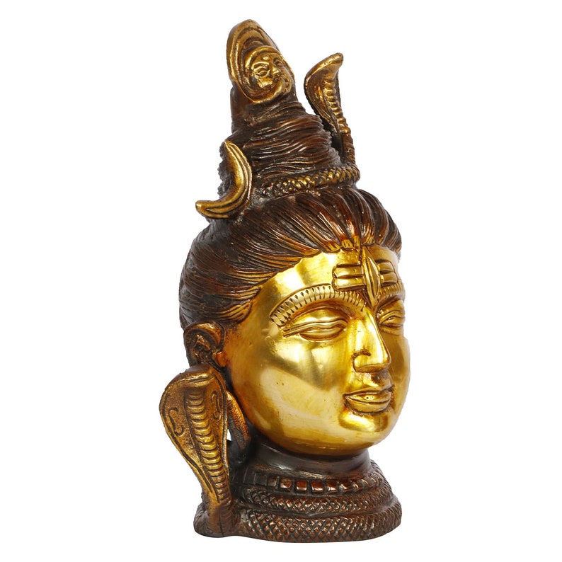 Brass Lord Shiva Face Head With Sheshnaag Murti Shiv Statue - Etsy