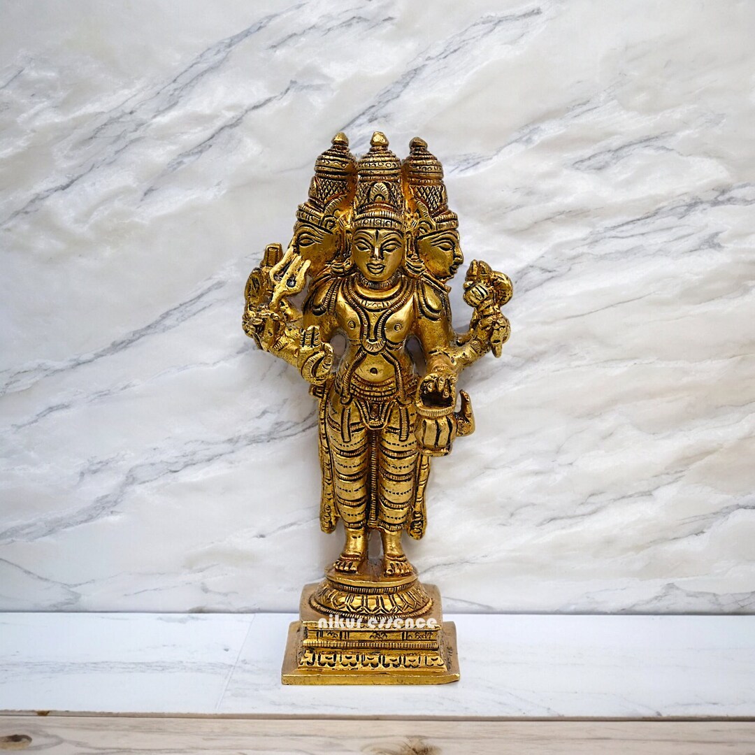 Buy Brass Dattatreya Idol,brahma Vishnu Shiva Mahesh Trimurti Figurine ...