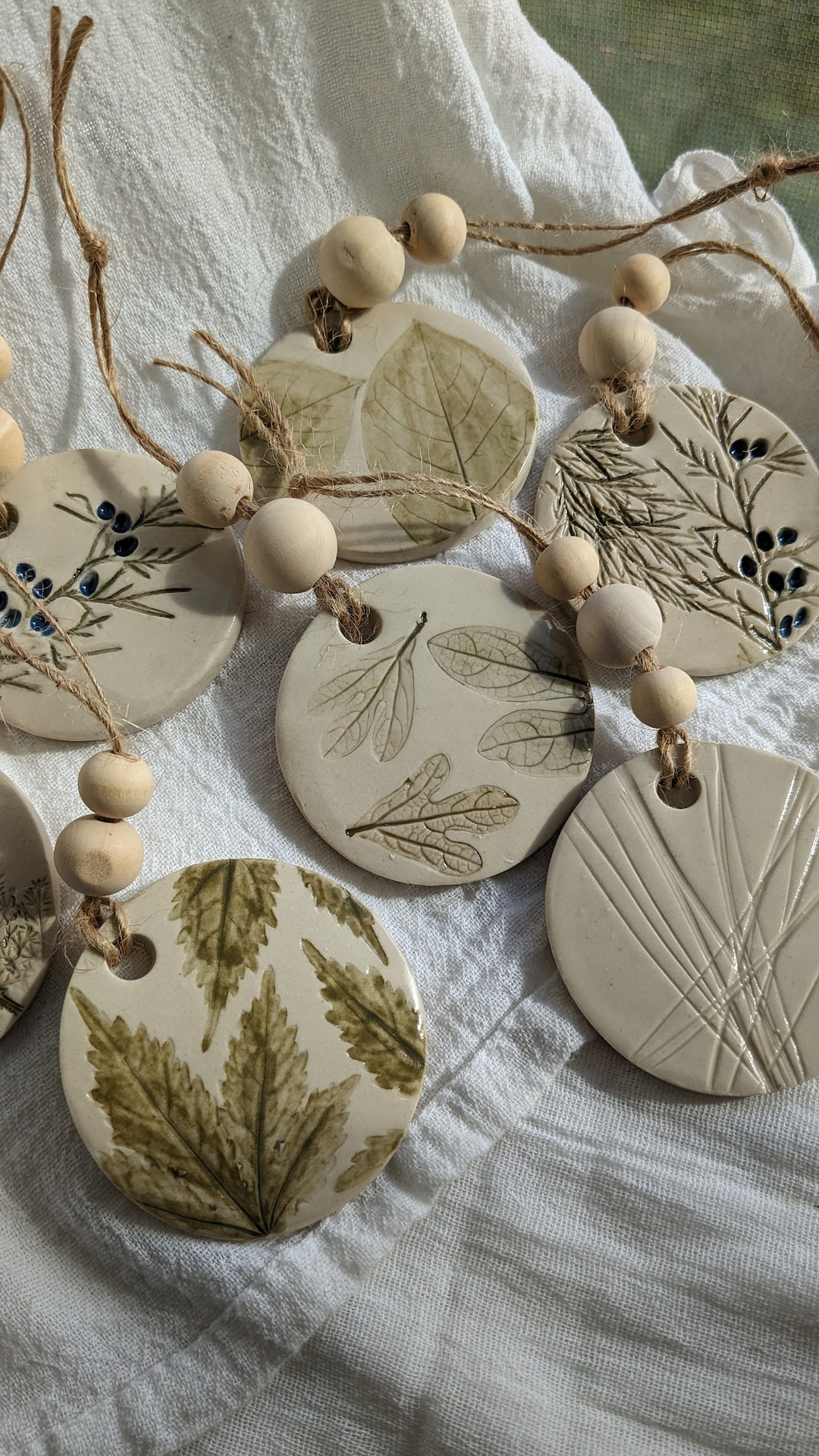 Botanical Round Ceramic Ornaments I - Etsy