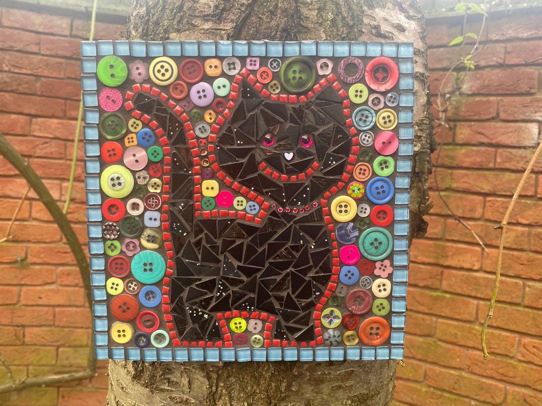 Mosaic Art, Black Cat Mosaic, Garden Wall Decor, Gift for Cat Lovers ...