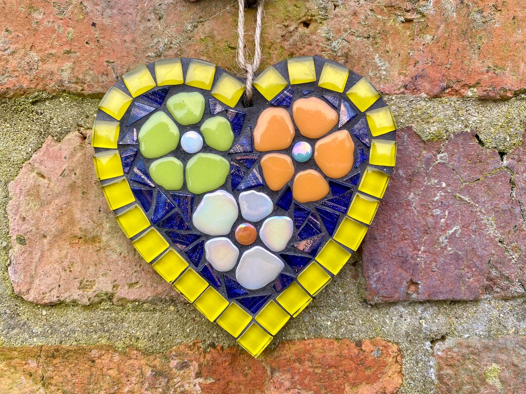 Mosaic Heart, Mosaic Art, Mosaic for Garden Wall, Cottage Decor,garden ...