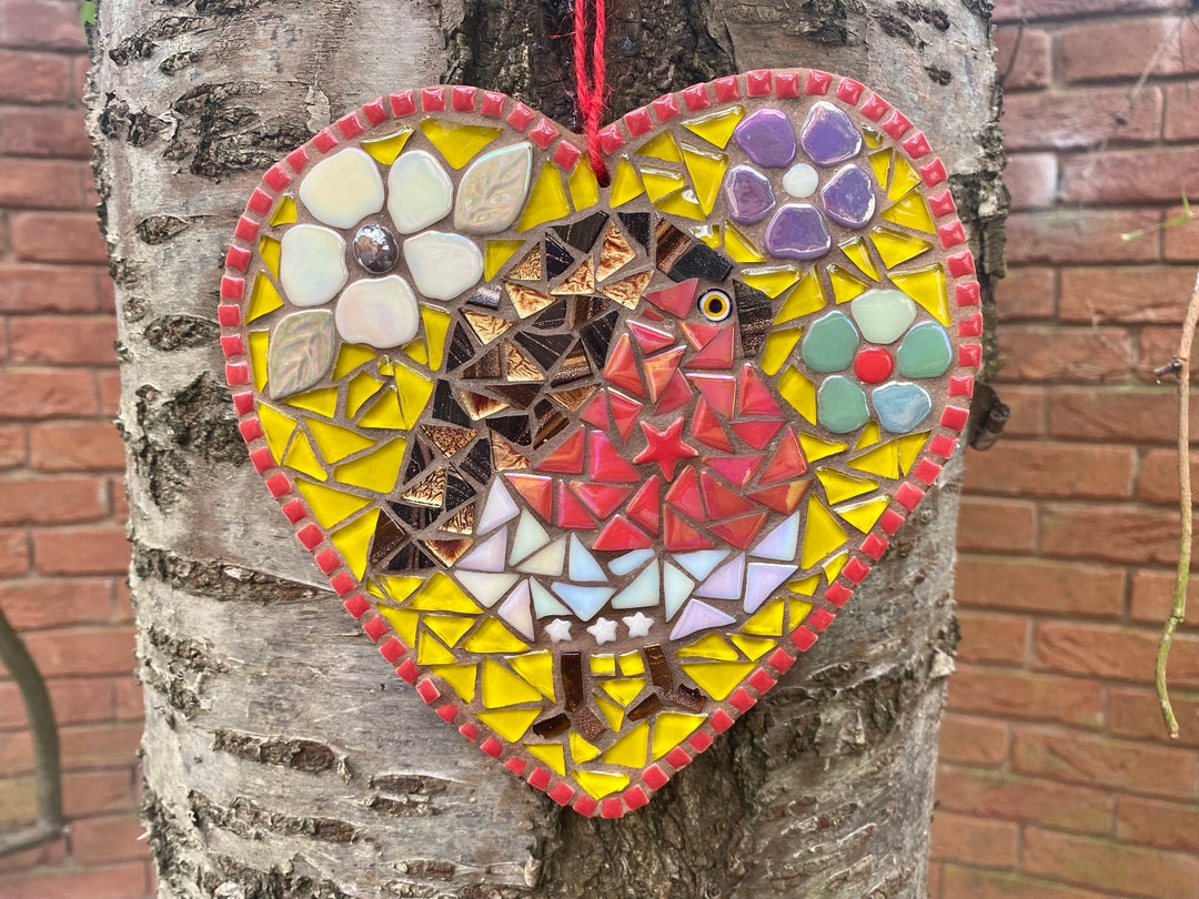 Mosaic Robin Garden Heart Robin Wall Art Mosaic Wall Art - Etsy