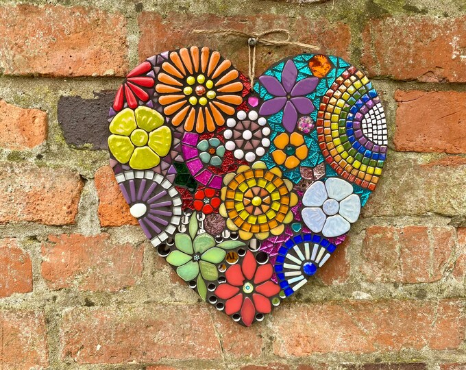 Bespoke Art Work, Large Mosaic, Mosaic Heart, Garden Wall Art Gift ...