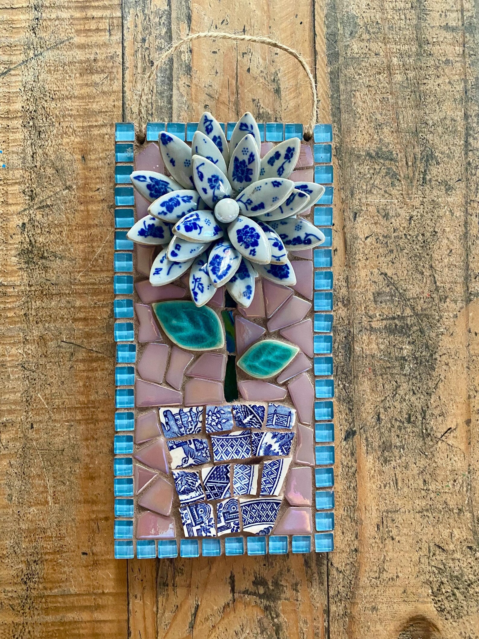 3D Mosaic Flower Plaque: Handmade Garden Wall Art, Everlasting Flower ...