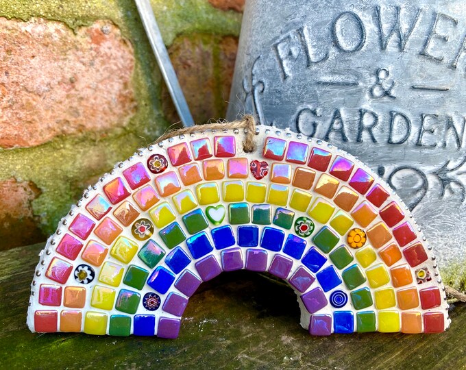 Rainbow Mosaic, Rainbow Wall Art, Garden Decoration, Memorial Over the ...