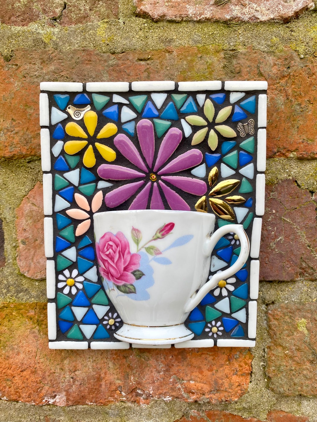Mosaic Wall Plaque, Teacup Mosaic, Broken China Mosaic, Bespoke Wall ...