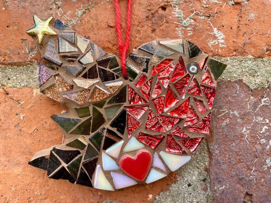Robin Wall Art Mosaic Robin Robin Tree Hanging Christmas - Etsy