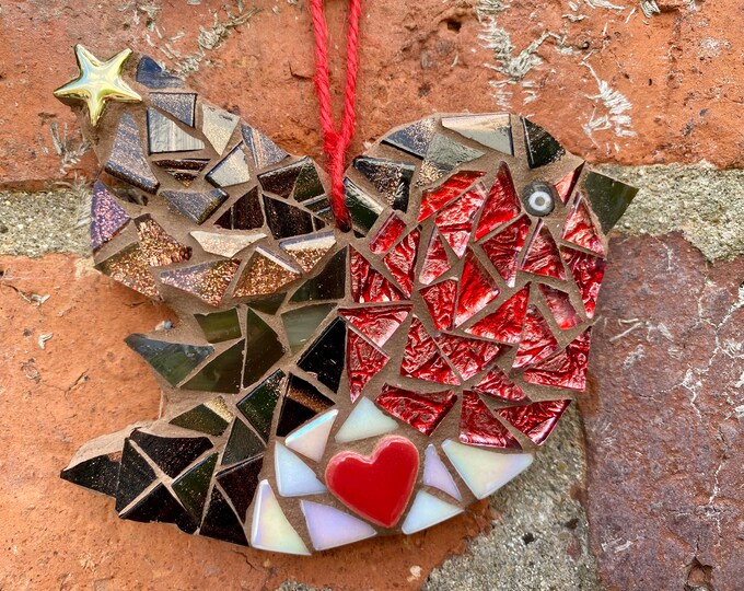 Robin Wall Art, Mosaic Robin, Robin Tree Hanging, Christmas Tree Robin ...