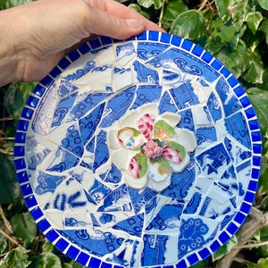 Broken China Mosaic, Mosaic Plaque, Garden Wall Decor, Anniversary Gift ...